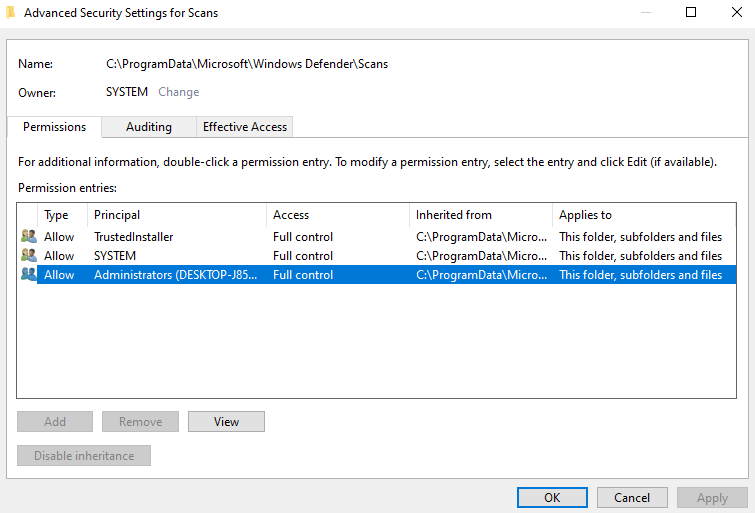 Cant delete/access Windows defender scans folder? - Microsoft Q&A