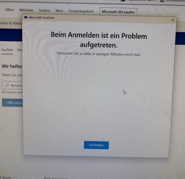 Habe Windows 11 und OneDrive Login - Fehlermeldung: Beim Anmelden ist ...