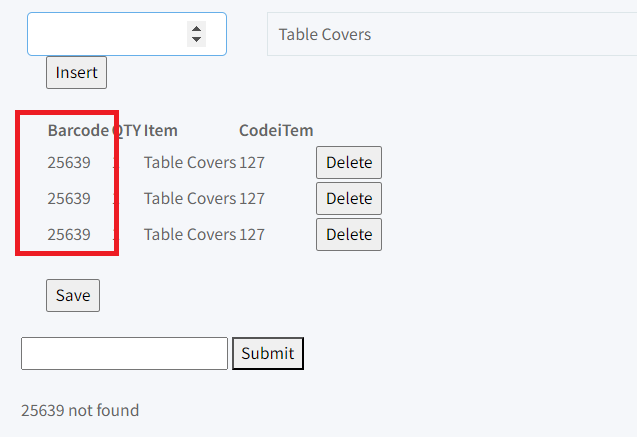 Prevent row adding in html table ,on Duplicate Barcode - Microsoft Q&A
