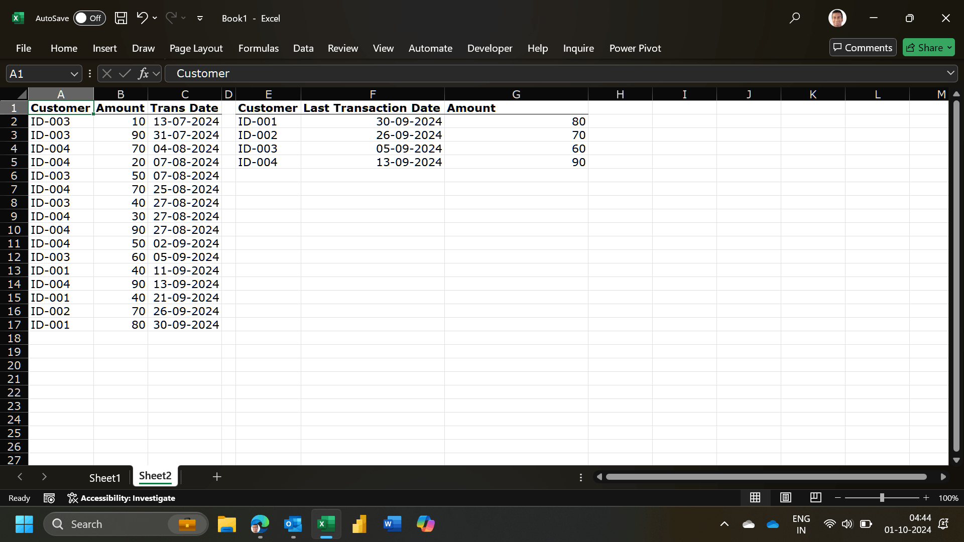 Formula to calculate most recent transaction amount - Microsoft Q&A