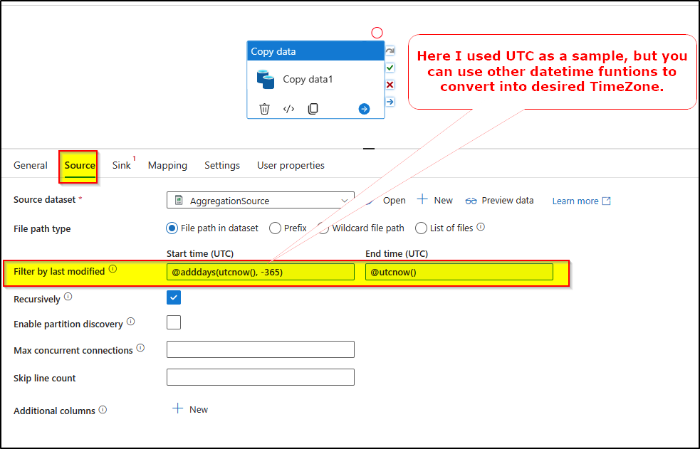 need to move one year files from onprem to another blob using adf - Microsoft Q&A