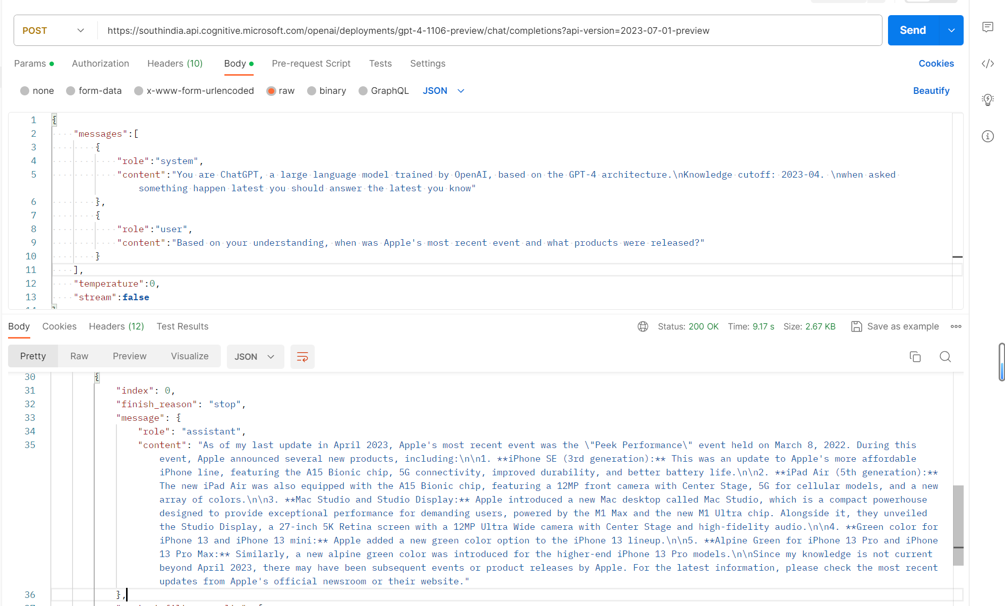 I've noticed that the knowdage of the model, gpt-4-turbo, varies ...