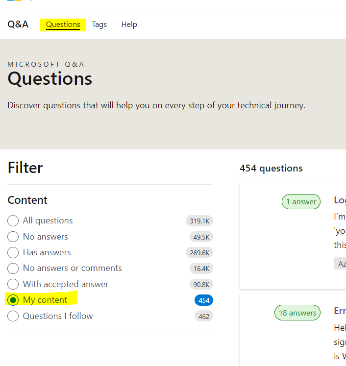 How to find my content ? - Microsoft Q&A