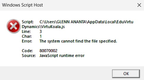 How to Fix this Windows Script Host Code 80070002 Problem in my Laptop ...