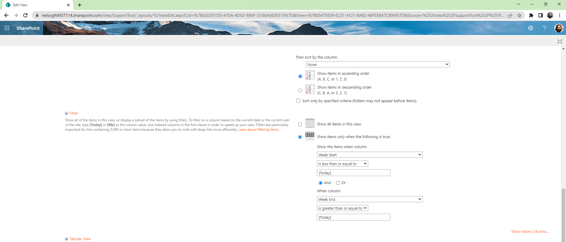 Is there a way to create a Weekly filter view on a SharePoint List ...