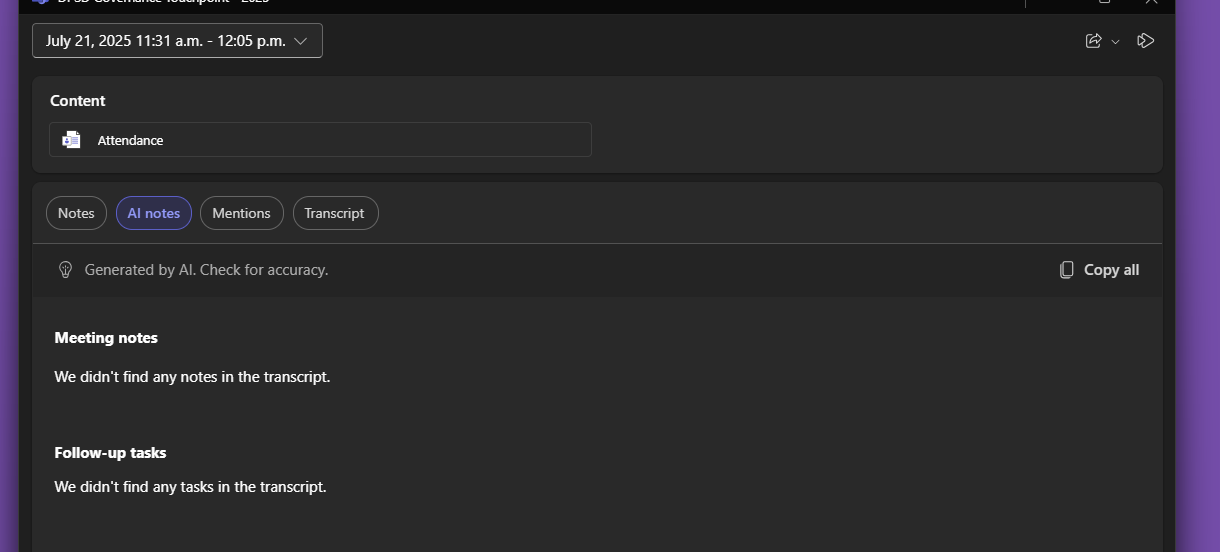 Issue with Delayed or Invisible AI Notes in Microsoft Teams Recap ...