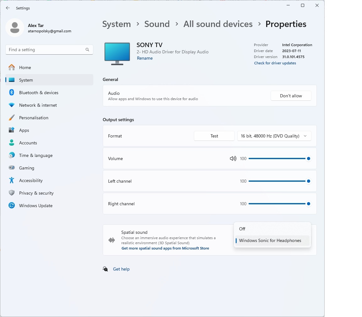 Don't have spatial sound settings - Microsoft Q&A