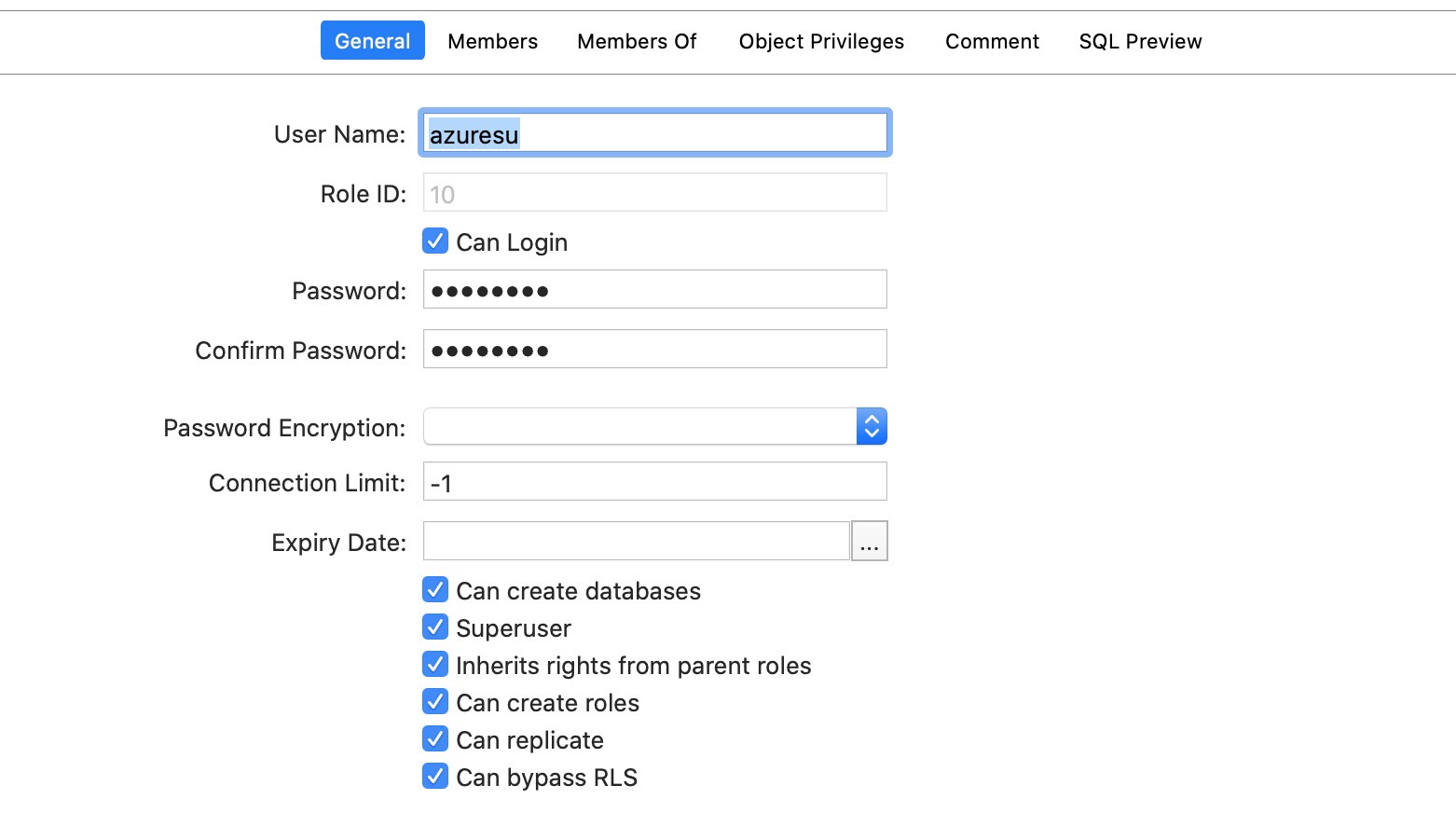 Cannot directly obtain the password for the azuresu user in Azure Database for PostgreSQL ...