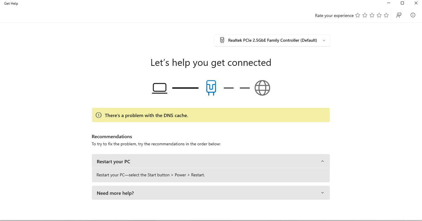 My Ethernet connection says there is a Problem with the DNS Cache and I ...