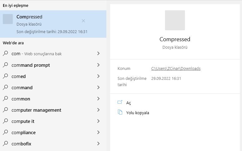 Bilgisayarımın C:\Users\............\Downloads konumundaki bir klasörü ...