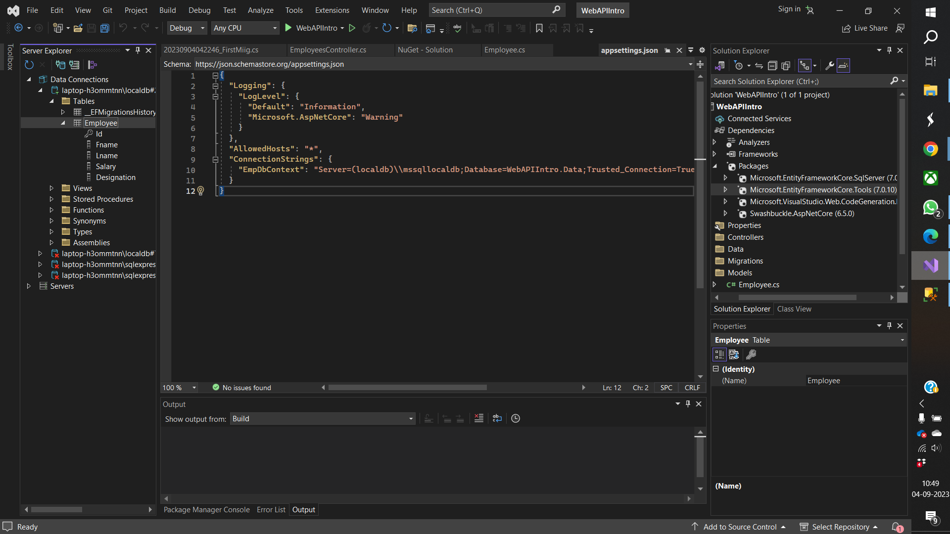 Table option is not availble in design part in M S Visual studios 2022 ...