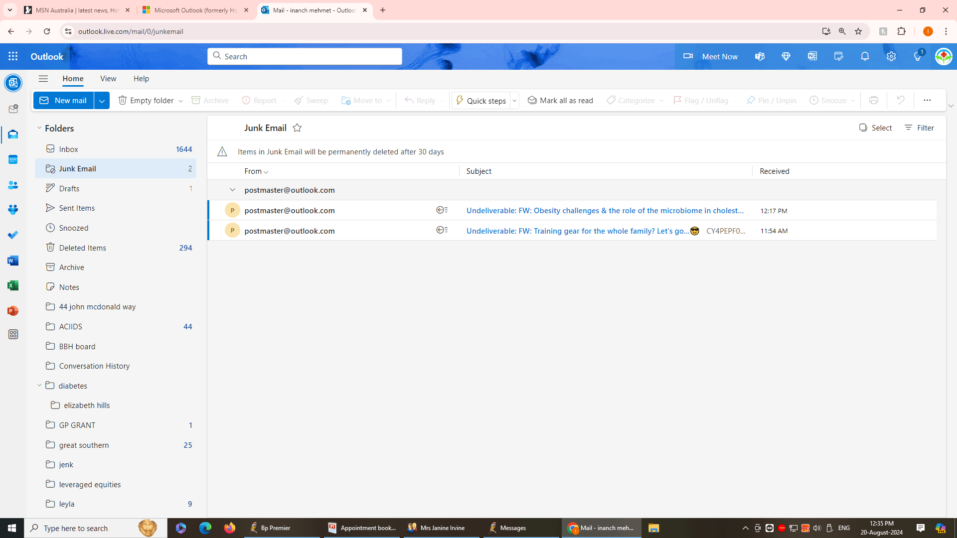 postmaster undeliverable in junk box for all emails - Microsoft Q&A