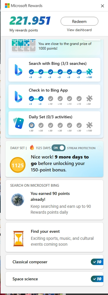 How to earn point for Daily set - Microsoft Q&A