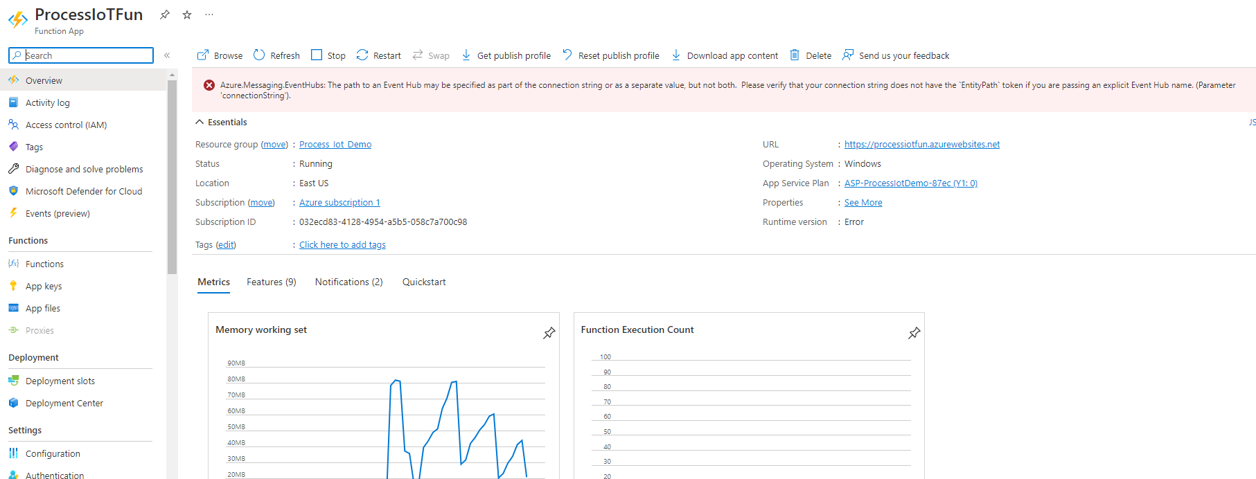 Iot Hub Trigger Get Azure Functions Runtime Is Unreachable Microsoft Qanda 4682