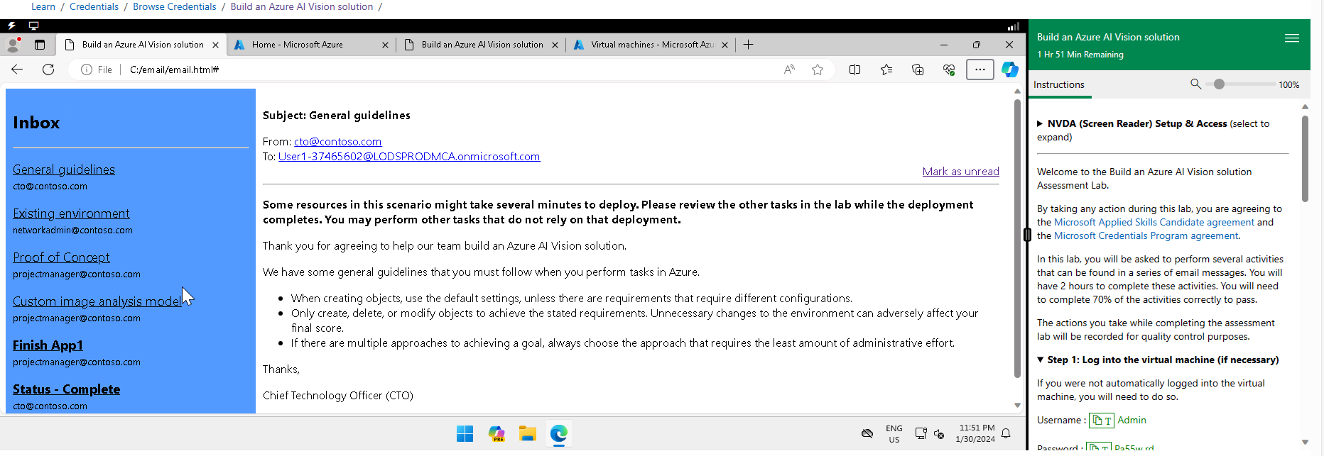 Unable to see the virtual machine on Build an Azure AI Vision solution ...