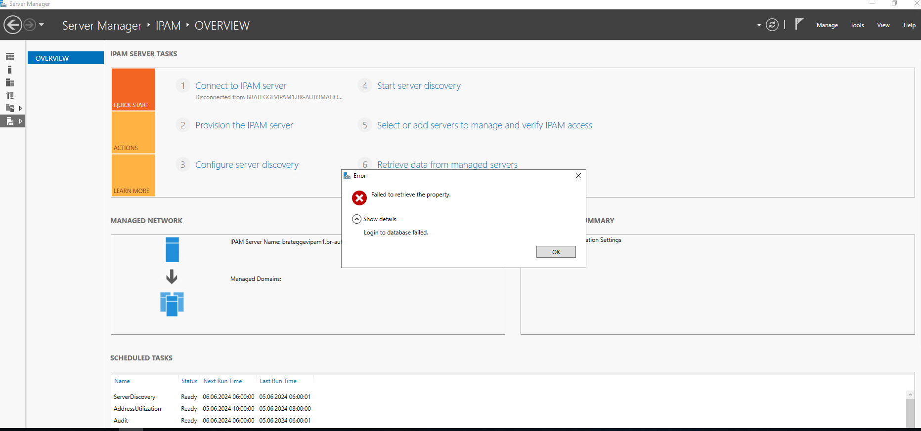 IPAM Server disconnected during In-Place OS Upgrade from 2016 to 2019/ ...