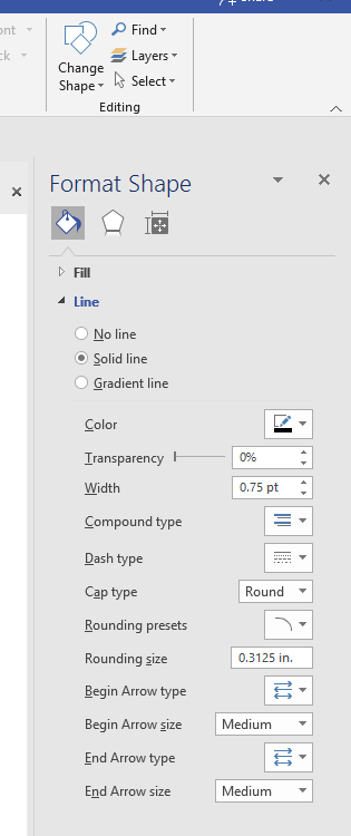 Microsoft Visio 2019 Pro - how to round all corners of an organization ...