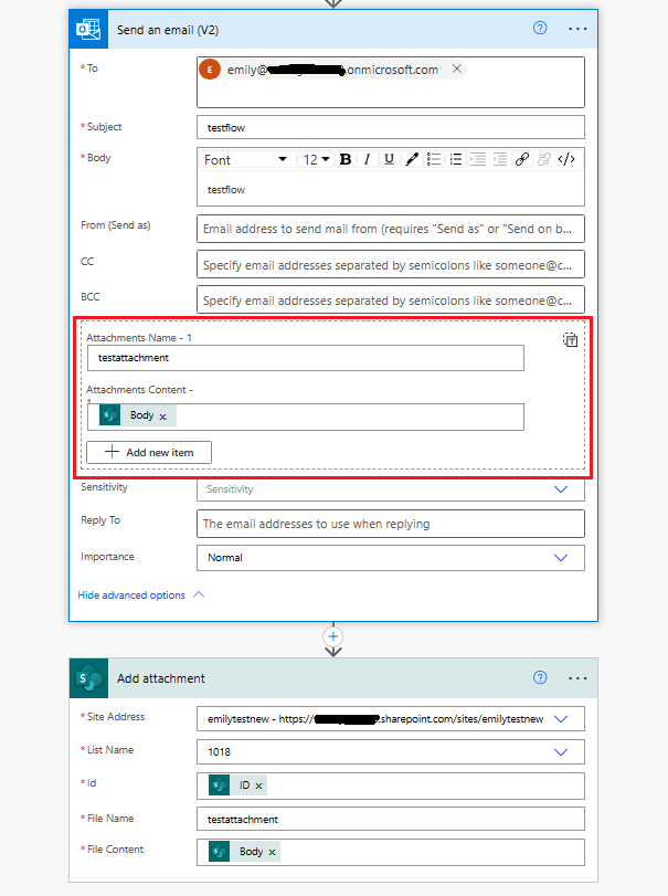 How to get an attachment from e-mail and save it in a item of a ...