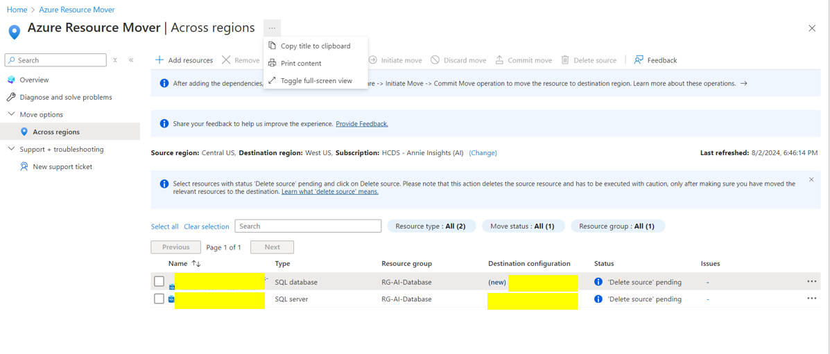 Need Assistance to Cancel Pending Azure Resource Mover Process ...