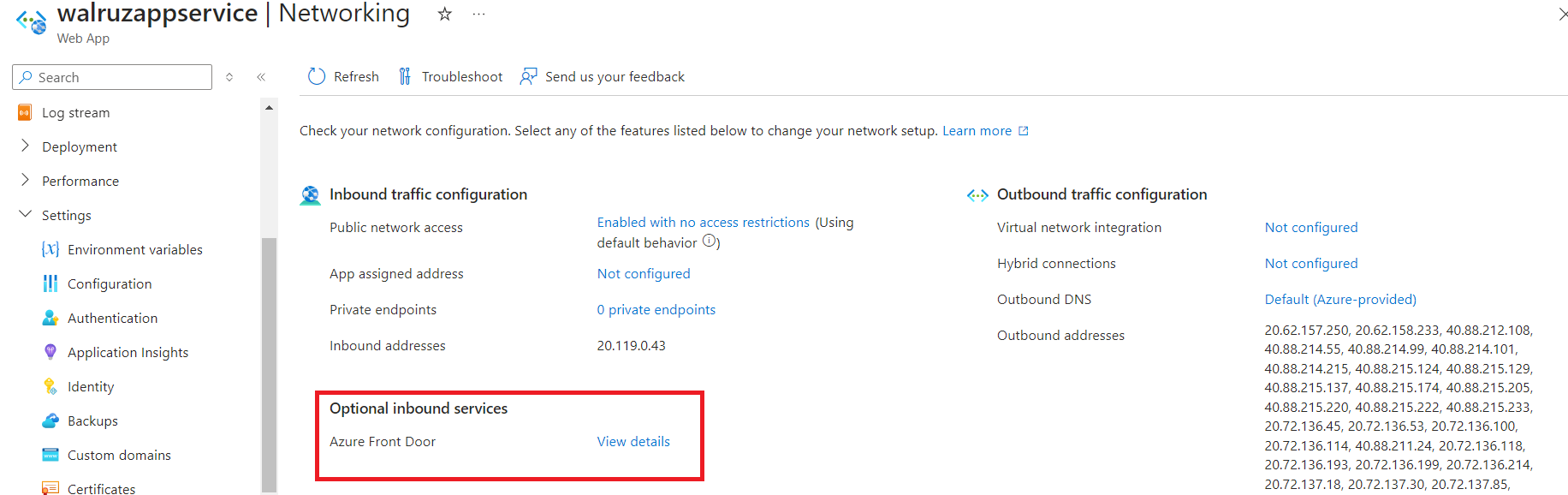 Why Azure CDN is not listed as optional inbound service for my Web App? - Microsoft Q&A