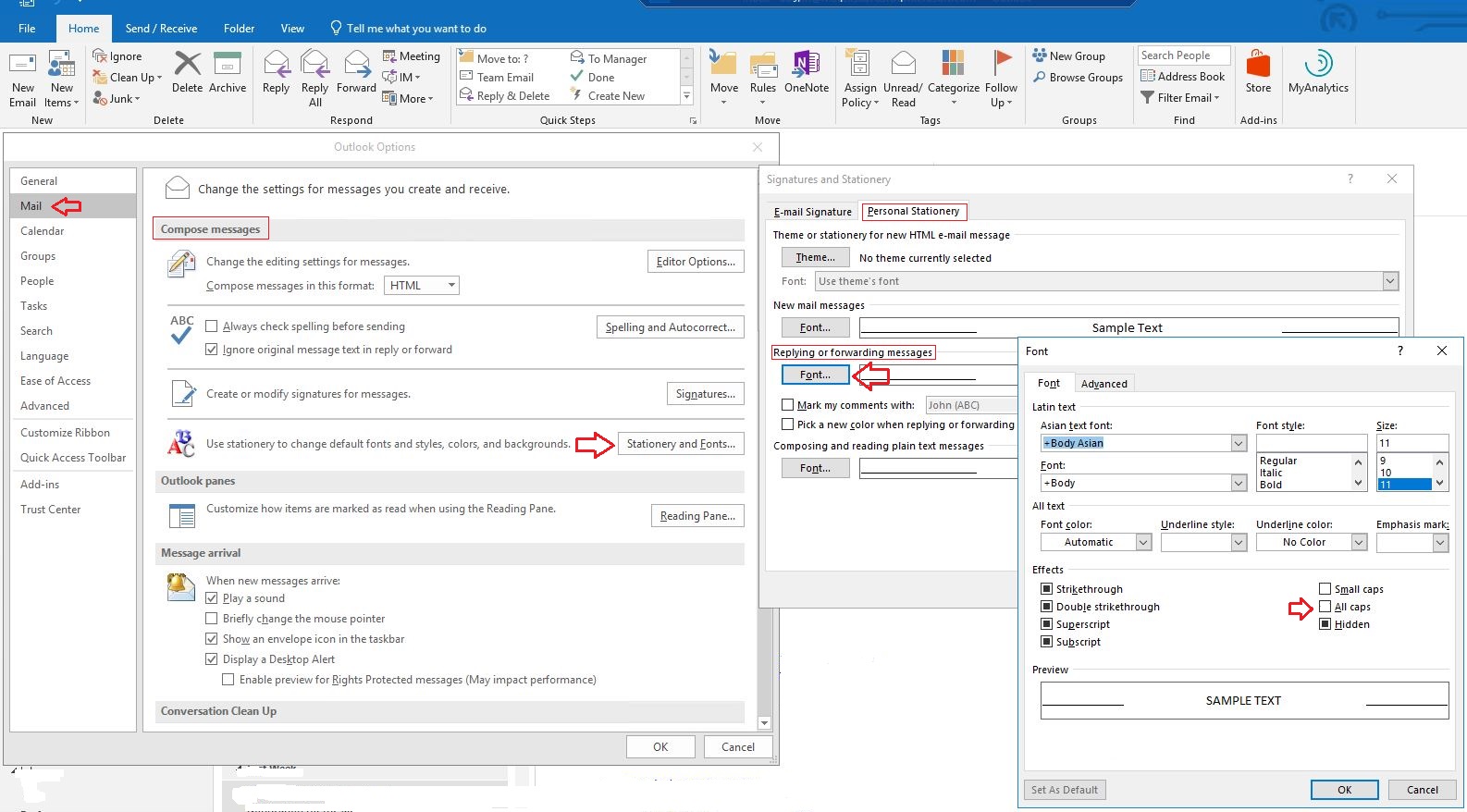 Outlook 365 reply msg with all CAPS - Microsoft Q&A