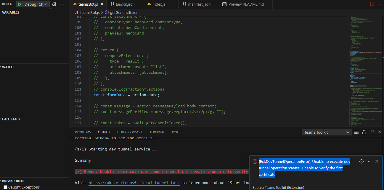 Extdevtunneloperationerror Unable To Execute Dev Tunnel Operation Create Unable To Verify