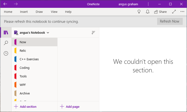 Sync error: we couldn't open this section - Microsoft Q&A