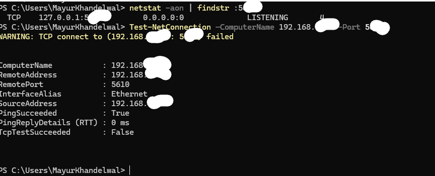 Port accessible via 127.0.0.1 but not IP address - Microsoft Q&A