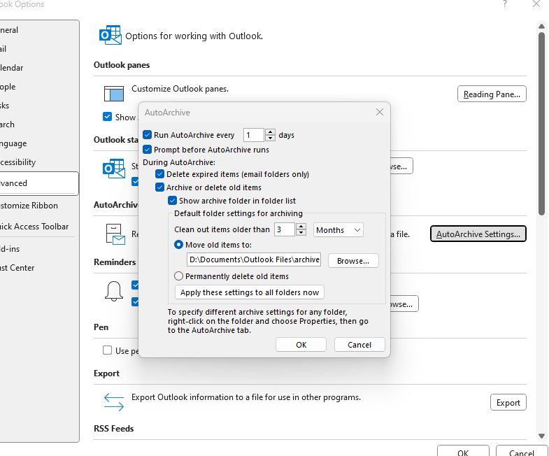 Auto archiving - Microsoft Q&A