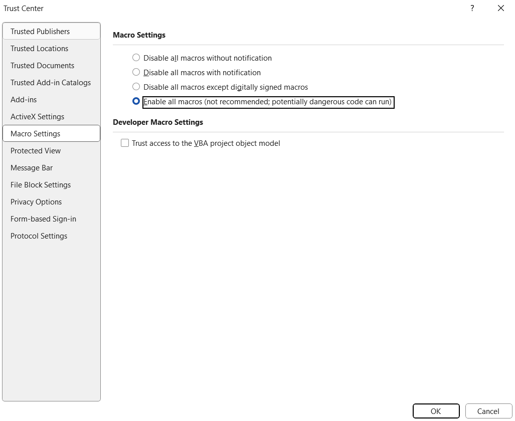 MIRCROSOFT HAS BLOCKED MACROS FROM RUNNING BECAUSE THE SOURCE OF THE FILE IS UNTRUSTED ...