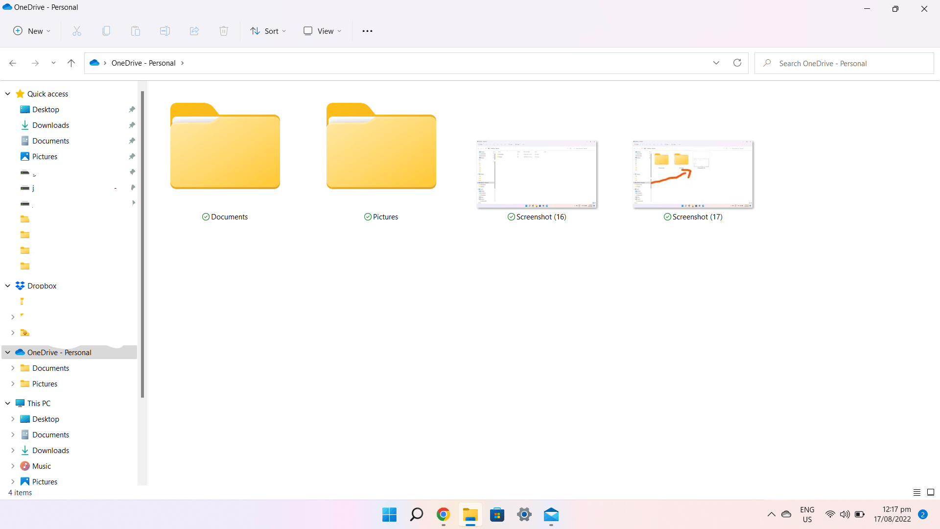 Screenshots in One drive not saving in Screenshots folder - Microsoft Q&A
