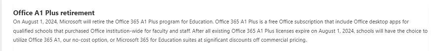 Regarding Microsoft 365 A1 Plus subscription - Microsoft Q&A