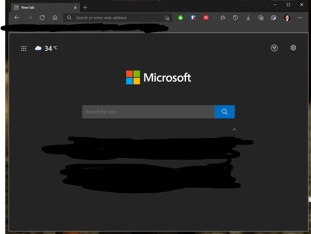 Weird white rectangle line on microsoft edge home screen - Microsoft Q&A