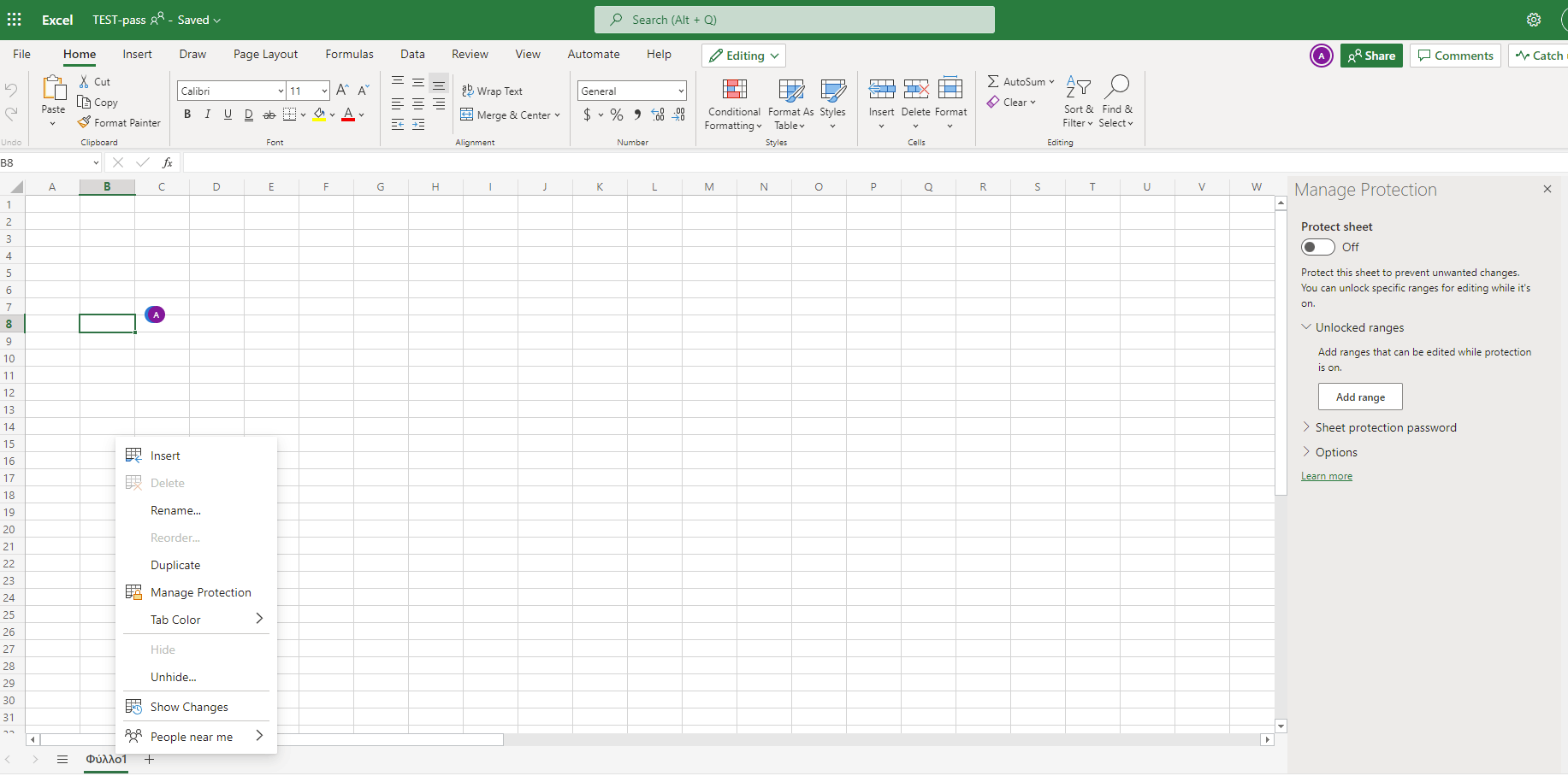 excel web app sheet is password protected but when you open in desktop ...