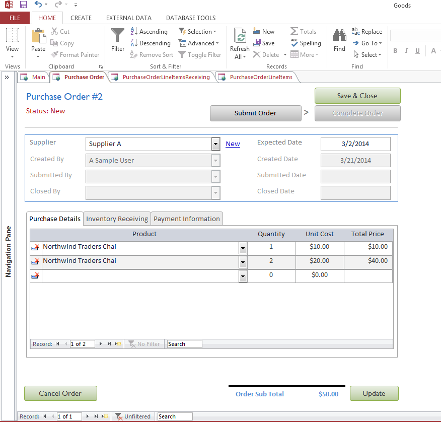 Access 2013, Create a subform order for multiple items - Microsoft Q&A