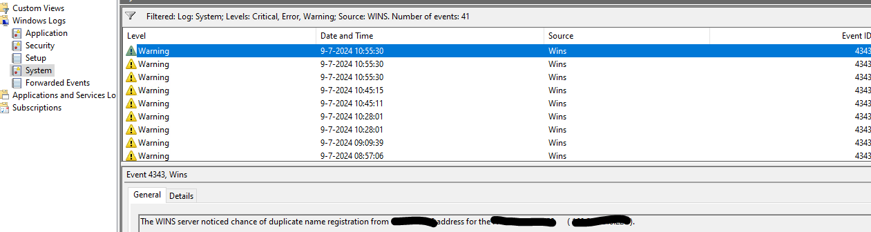 WINS Service issues - Microsoft Q&A