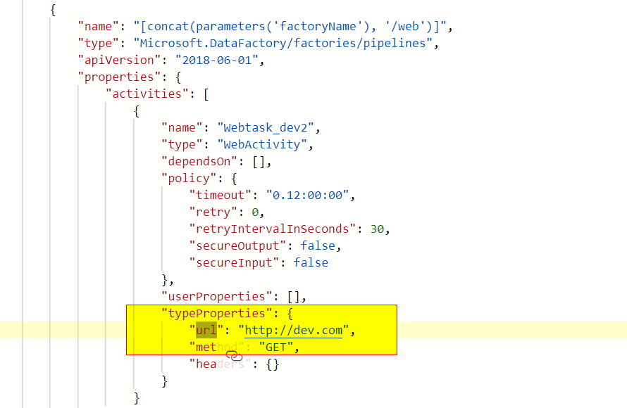 parameterize web activity url for the deployment - Microsoft Q&A