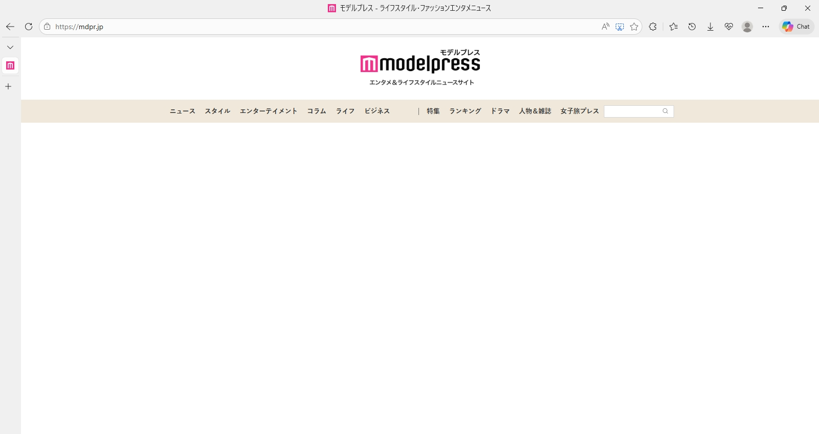 The Modelpress website won't load; it gets stuck on the logo and ...