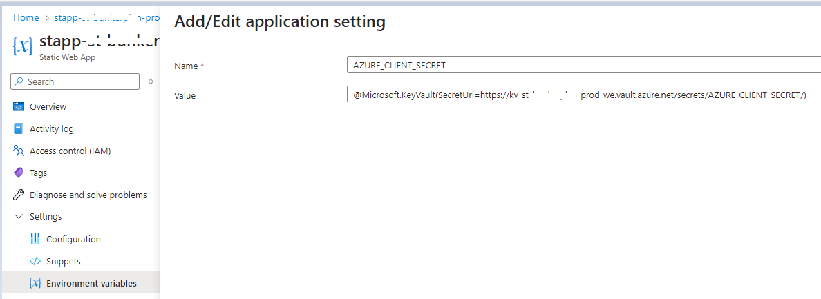 Azure static web app failed to retrieve secrets from Key vault - Microsoft Q&A