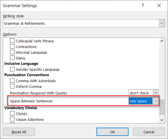 Make double spacing between sentences the default - Microsoft Q&A
