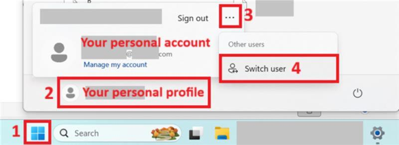 How do I sign in to my work account on a work laptop without using my ...