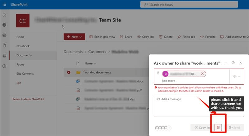 Error sharing file with external users: Your organization's policies don't allow you to share ...