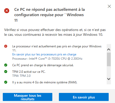 Configuration requise pour Windows 11 = quel est le test le plus ...