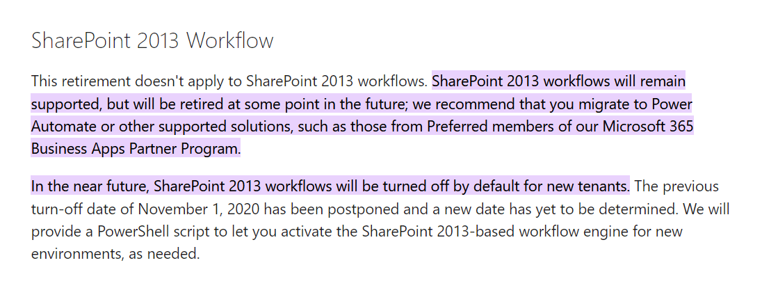 SharePoint Workflow 2013 retirement - Microsoft Q&A