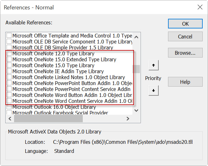How can I get Microsoft OneNote 15.0 Object library and Microsoft ...