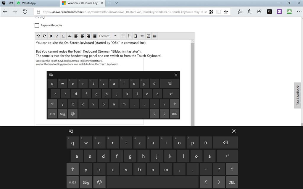 touch keyboard too small after update - Microsoft Q&A