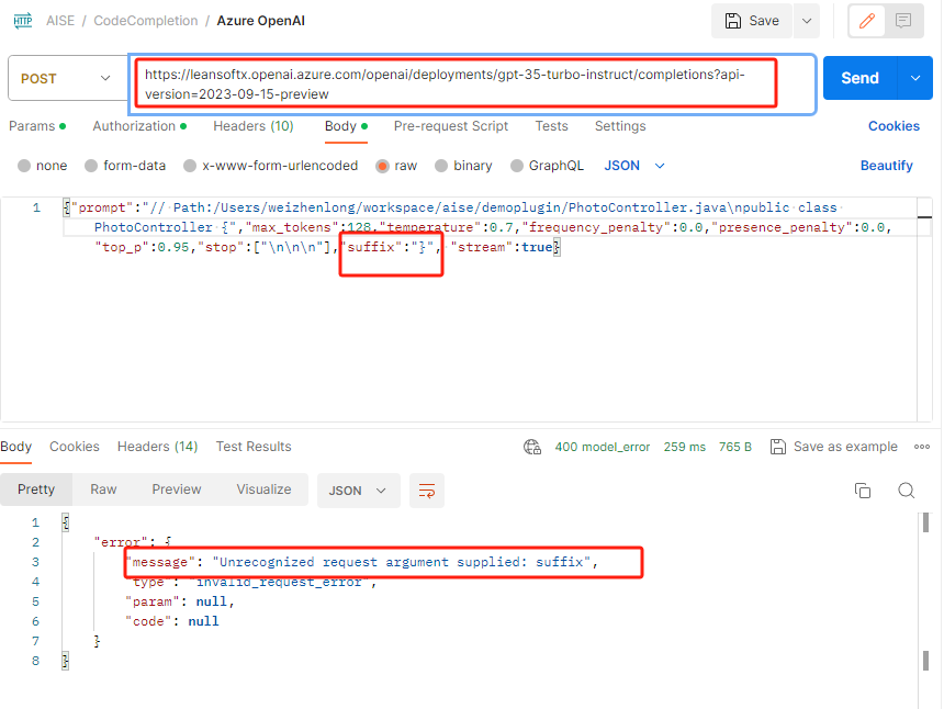 GPT 3.5 Turbo Instruct - 'Unrecognized request argument supplied ... GPT 3.5 Turbo Instruct - 'Unrecognized request argument supplied ...