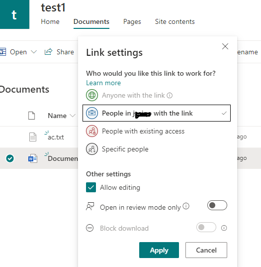 How to disable a sharing link function - Microsoft Q&A
