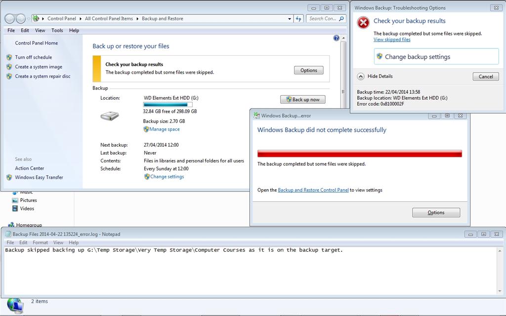 Help Needed to Delete Reparse Point - Win 7 Backup Errors 0x80070002 and 0x8100002F - Microsoft Q&A
