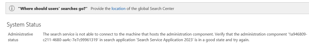 The search service is not able to connect to the machine that hosts the ...